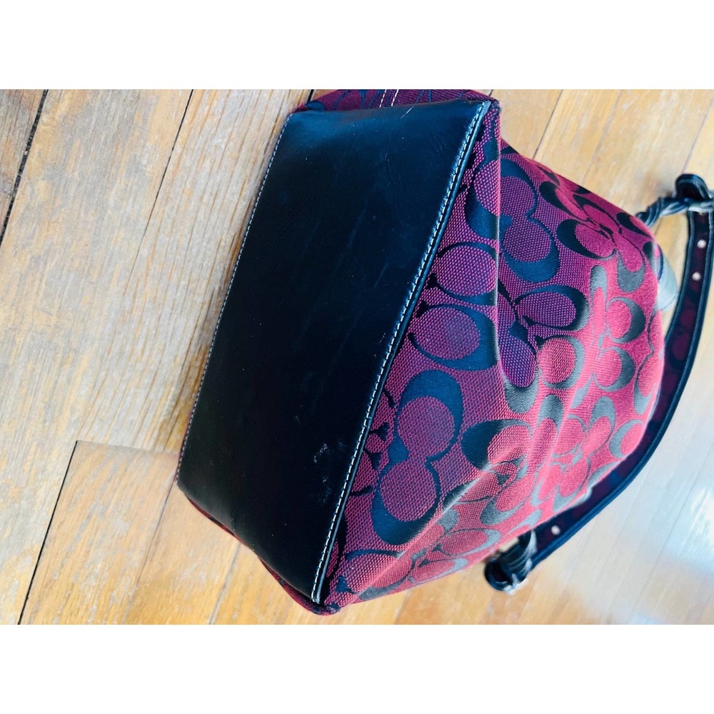 Coach Maroon And Black Bucket Bag - Gem